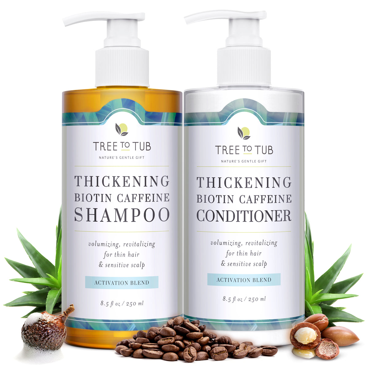 Thickening Biotin Caffeine Shampoo & Conditioner Set – Tree To Tub